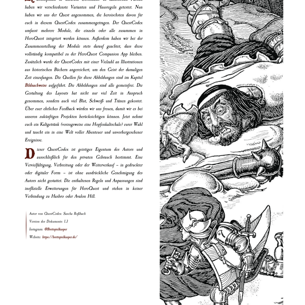 Hausregeln: Heroquest - Quest Codex - Brettspielkasper